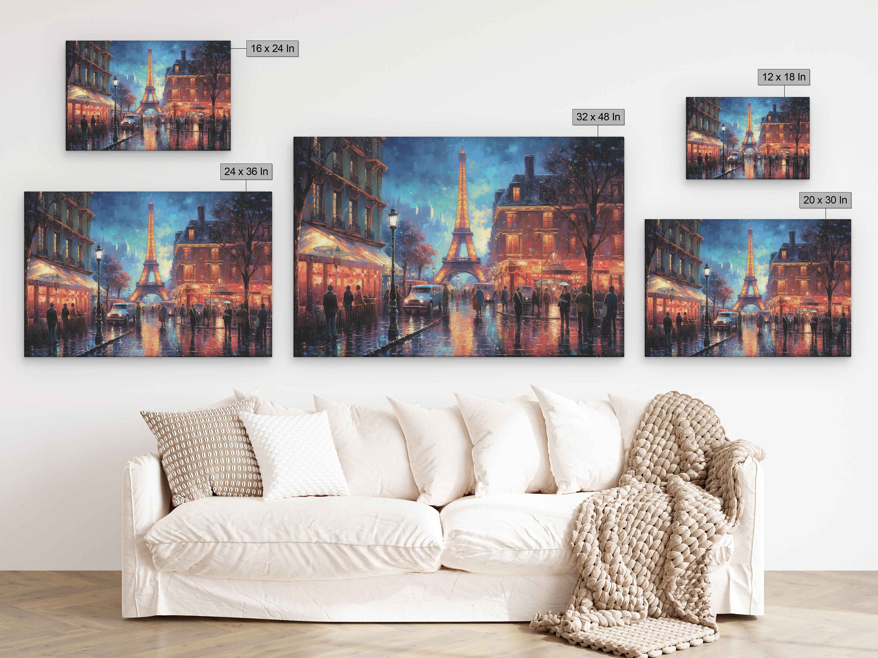 Colorful Paris France Oil Painting Eiffel Tower Framed Canvas - Etsy