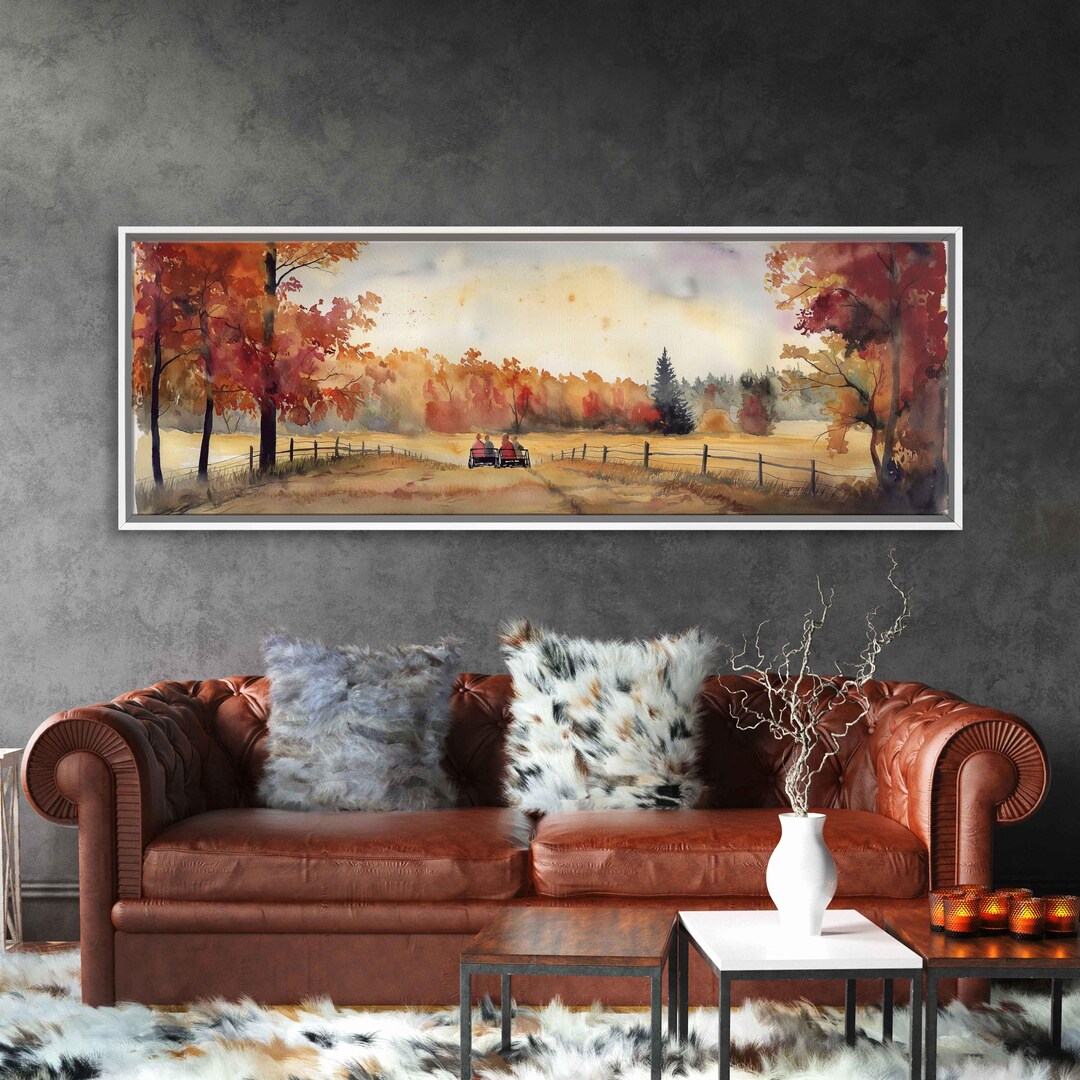 Family on Hayride Through Autumn Landscape Wall Art Canvas Print, Fall ...