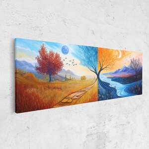 Changing Seasons Landscape, Wall Art Canvas Print, Autumn to Winter ...