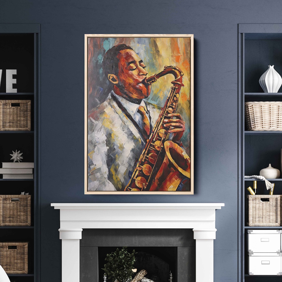 Charlie Parker Playing Saxophone Oil Painting | Digital Print on Canvas ...