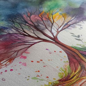 Tree of Knowledge Watercolor Art on Canvas, Ready to Hang, Library ...