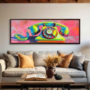 Pop Art Vintage Telephone Acrylic Wall Art Canvas Print, Trendy ...