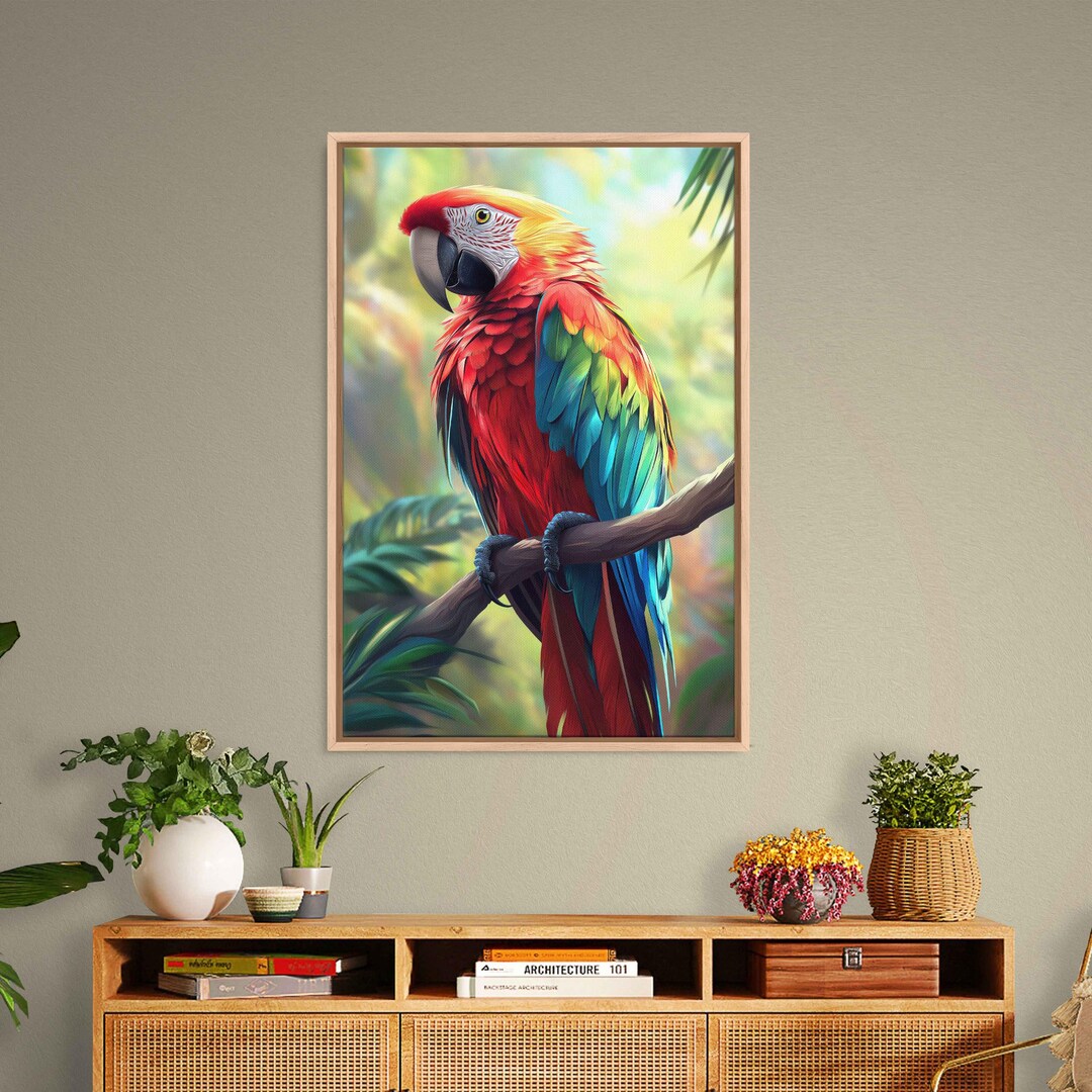 Bright Macaw, Wall Art Canvas Print, Colorful Tropical Bird, Nature ...