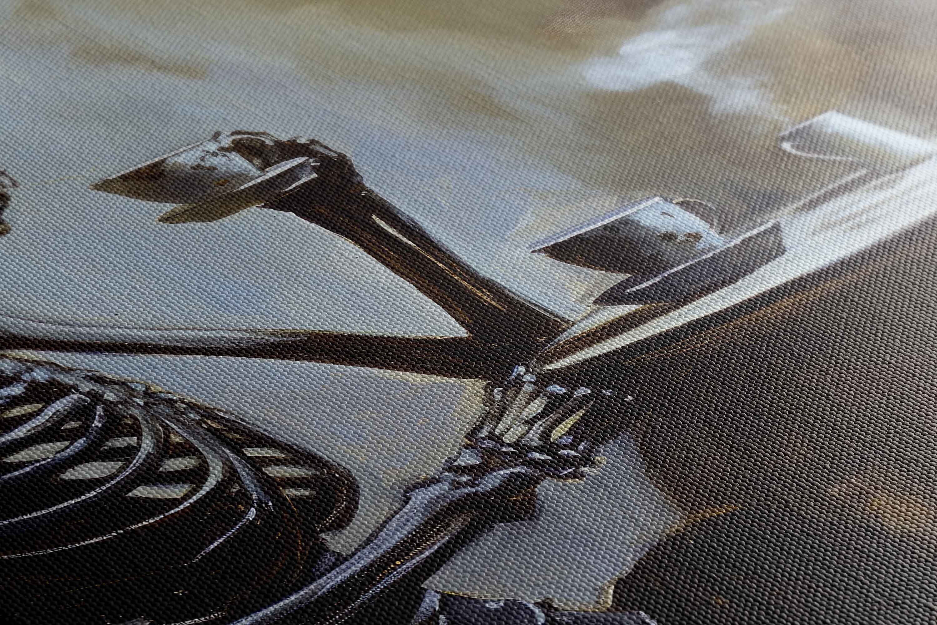 Skeleton Having A Cup of Tea at Small Table Whimsical Oil Painting Wall ...
