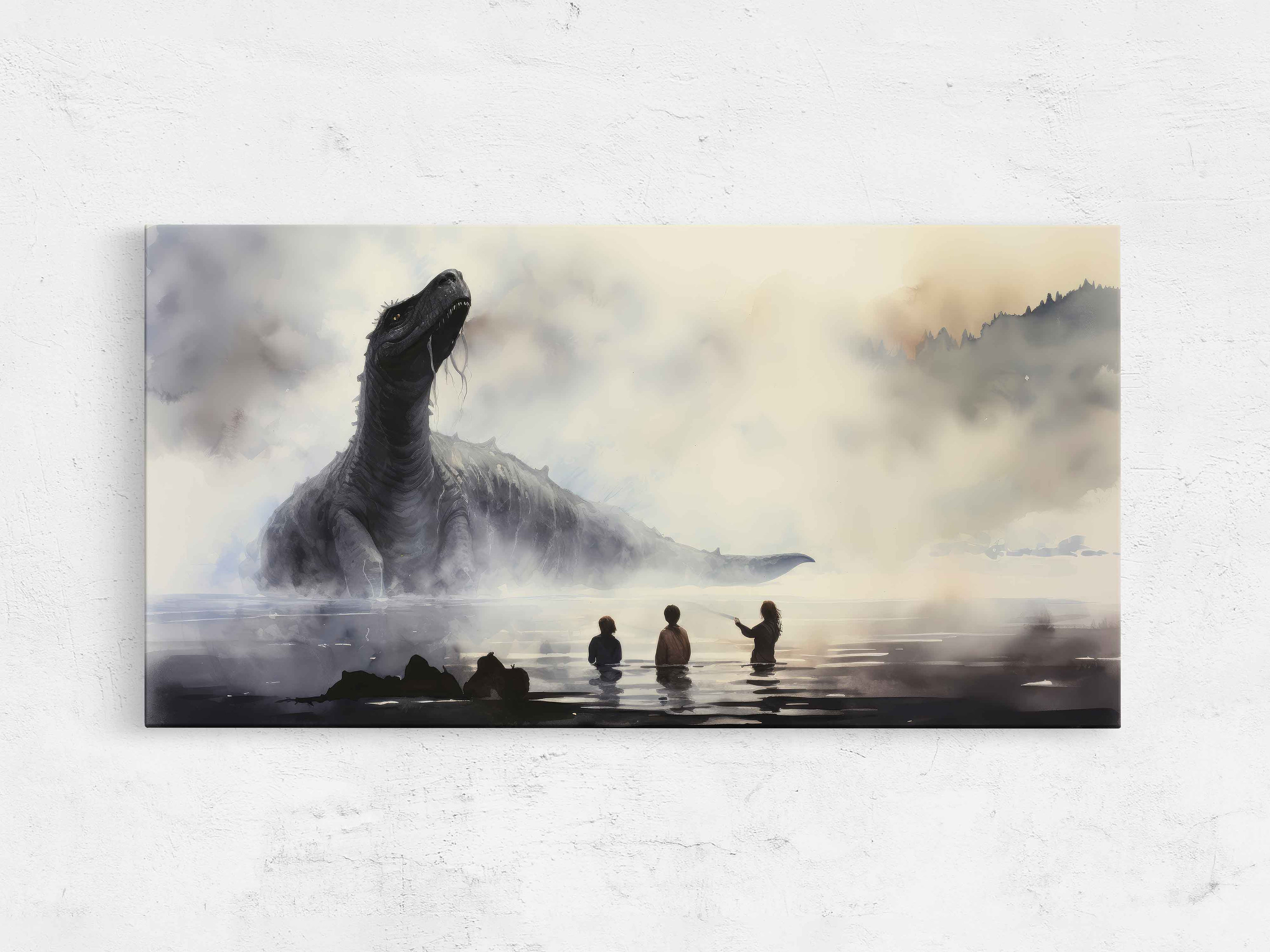 Watercolor Loch Ness Monster Wall Art Canvas Print Mythical - Etsy