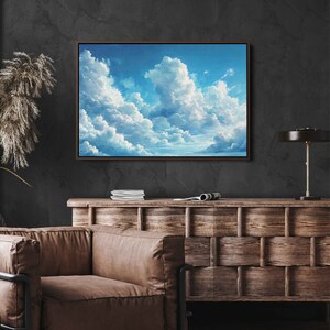 Fluffy White Clouds, Blue Sky, Canvas Wall Art Print, Ready to Hang - Etsy