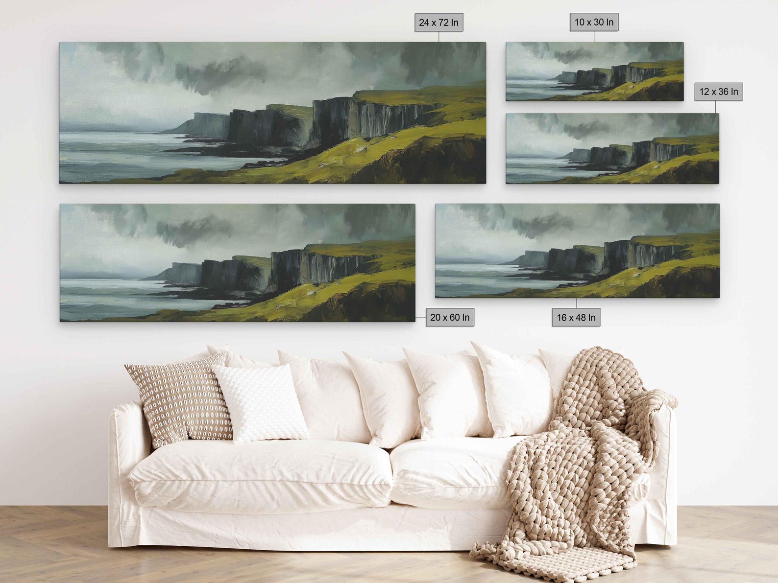 Scottish Highlands Cliffs, Wall Art Canvas Print, Moody Overcast Sky ...