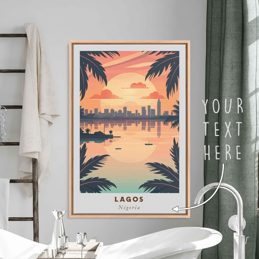 Lagos Nigeria Acrylic Painting Travel Art, Framed Canvas Wall Art ...