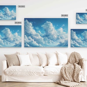 Fluffy White Clouds, Blue Sky, Canvas Wall Art Print, Ready to Hang - Etsy