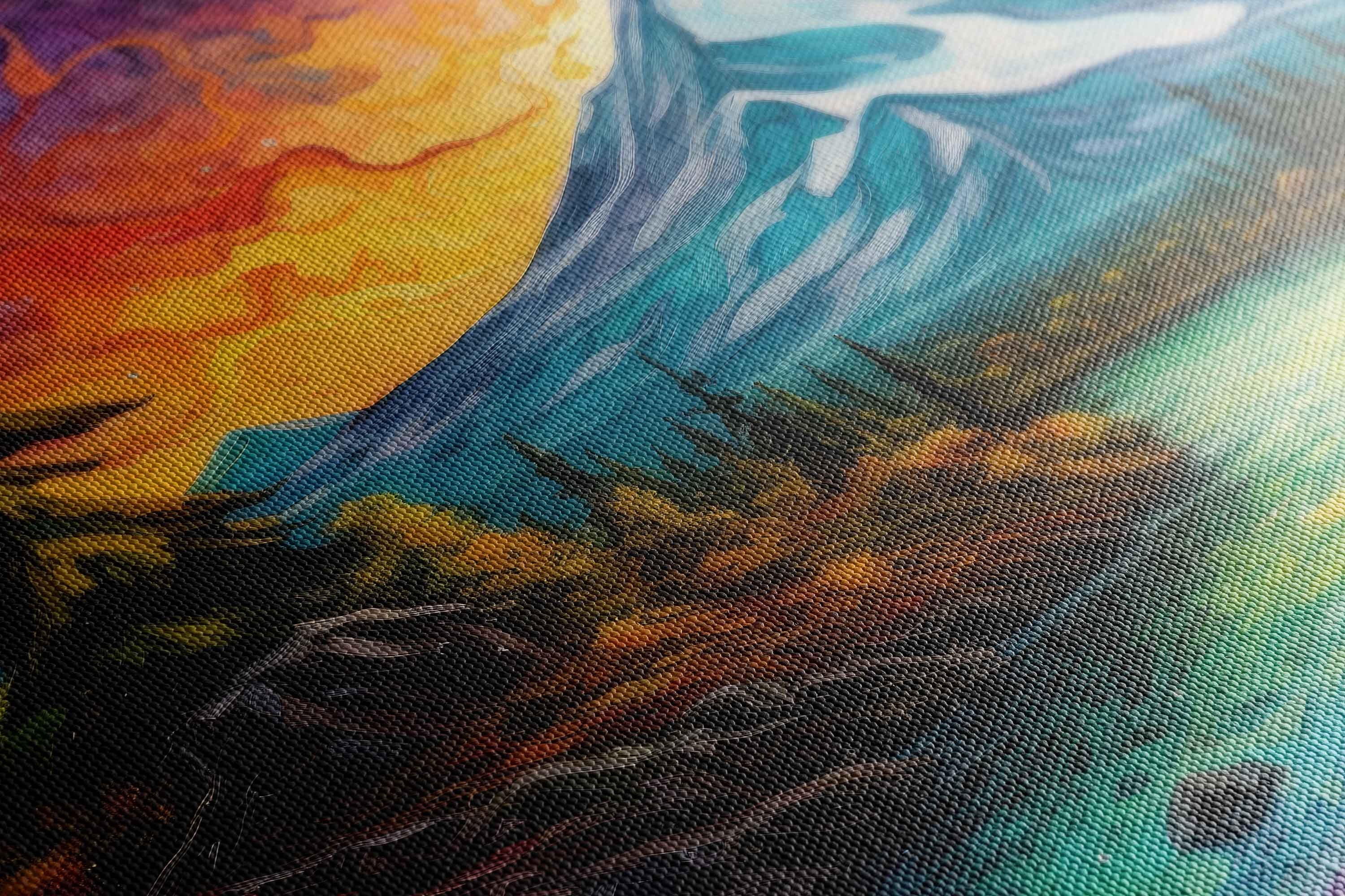 Colorful Neon Volcano Painting Framed Canvas Print Ready to - Etsy