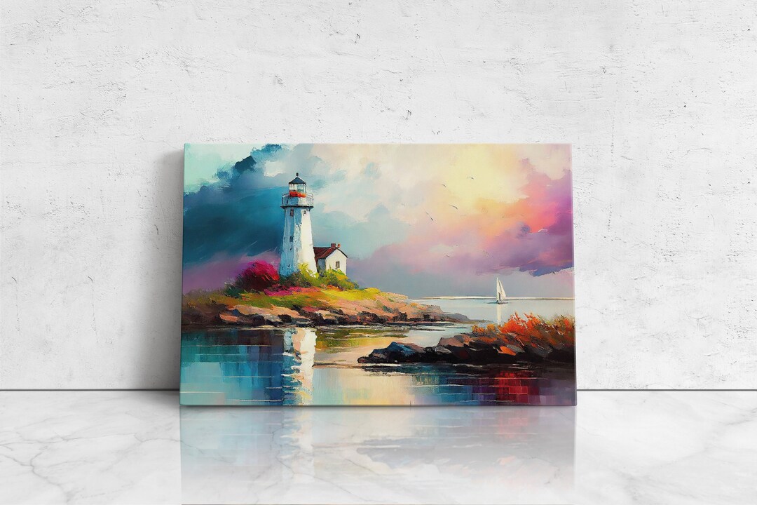 Lighthouse Canvas Art | 1870s Impressionist Painting Art | Gallery Wall ...