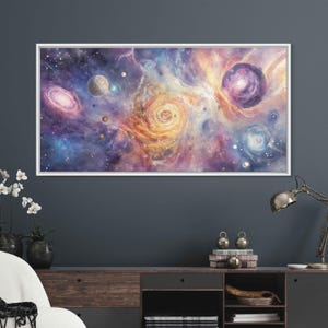 Swirling Galaxy and Planets in Universe Wall Art Canvas Print, Outer ...