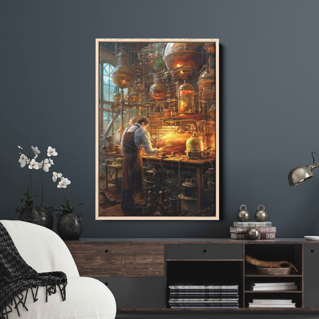 Steampunk Science Lab Experiments, Framed Canvas Print, Ready to Hang ...