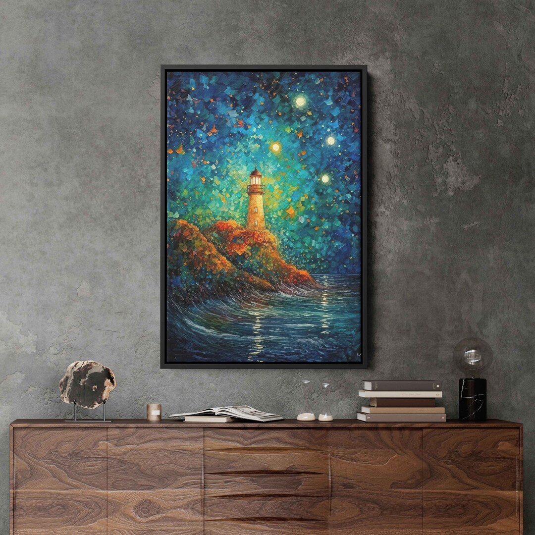 Lighthouse Colorful Painting | Semi-abstract Digital Print of Painting ...