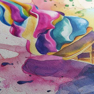 Pop Art Ice Cream Cone Watercolor Wall Art Canvas Print, Trendy ...