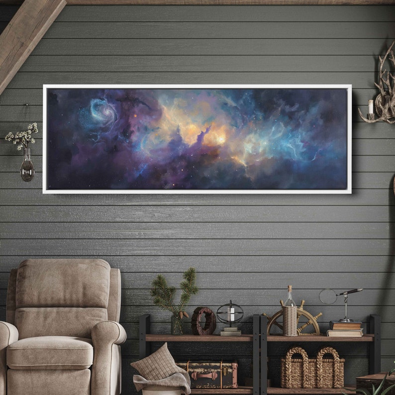 Panoramic Cosmic Space Galaxy Wall Art Canvas Print, Milky Way ...