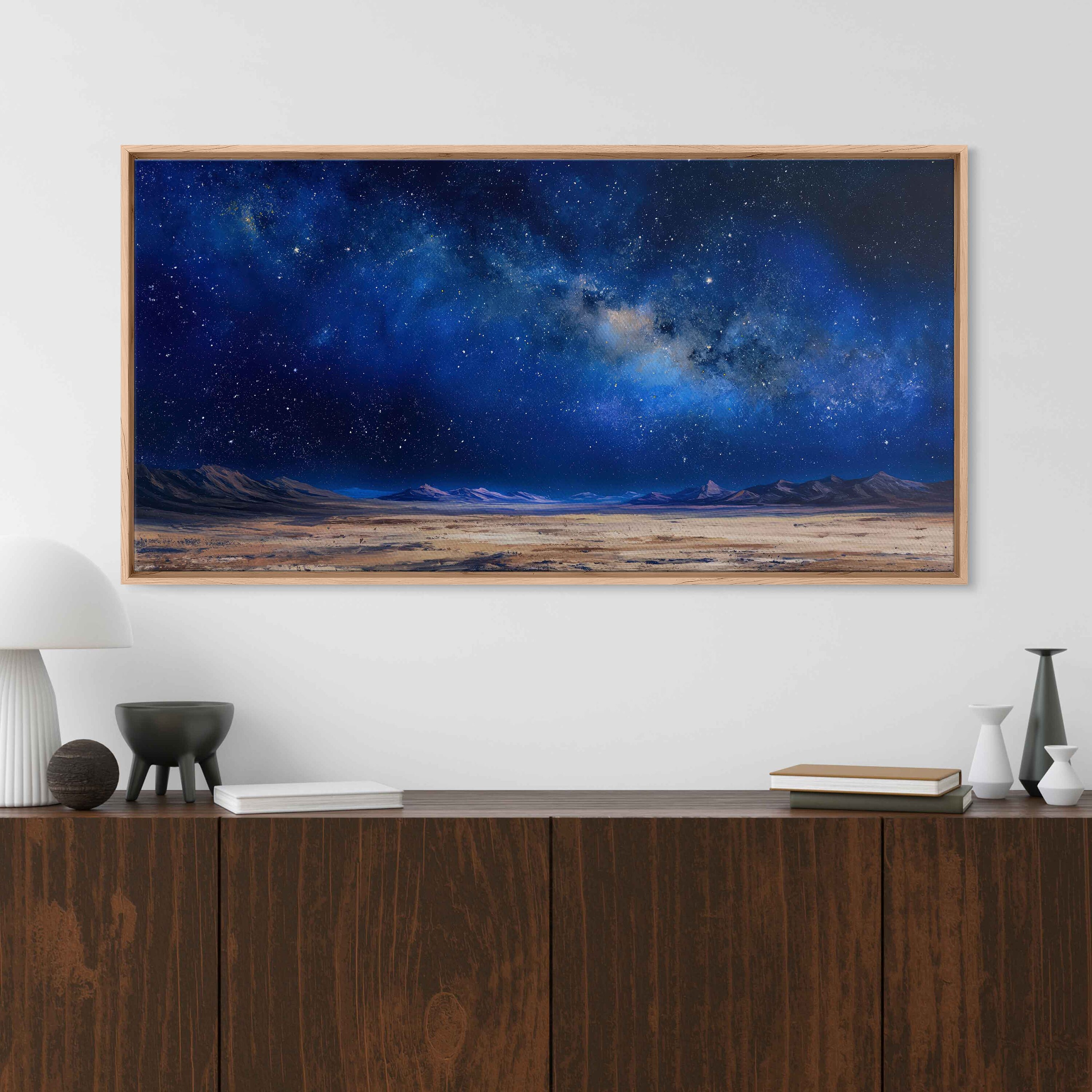 Starry Night Sky Landscape Painting, Beautiful Vibrant Stars in the Sky ...