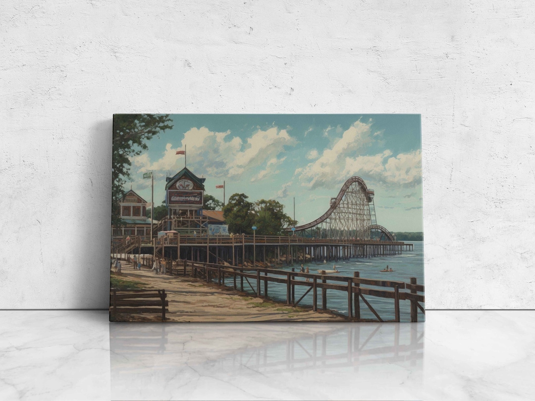 Cedar Point Modern Oil Painting on Canvas, Digital Reproduction Print ...