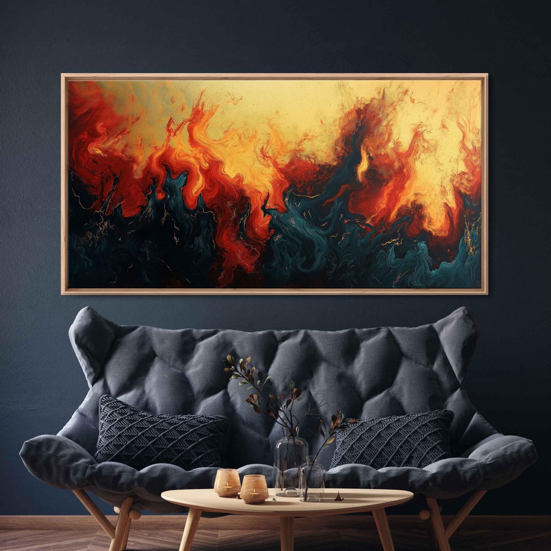 Abstract Forest Fire, Wall Art Canvas Print, Swirling Flames and Smoke ...