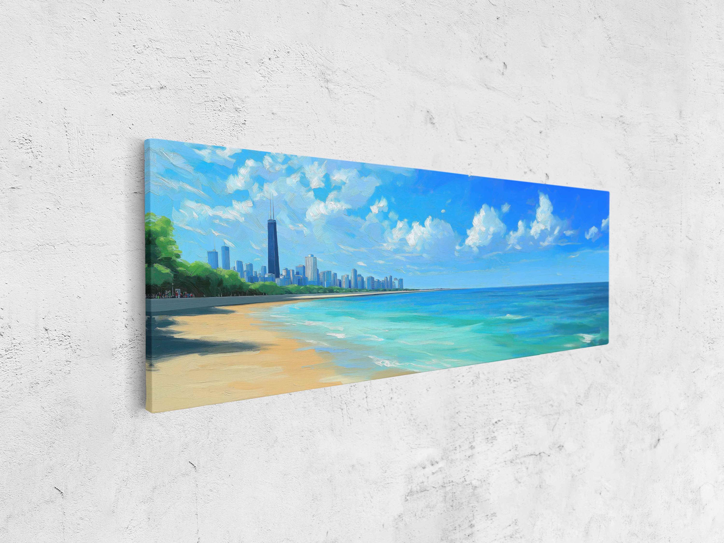 Lake Michigan Views, Wall Art Canvas Print, Bright Sunny Day, Chicago ...