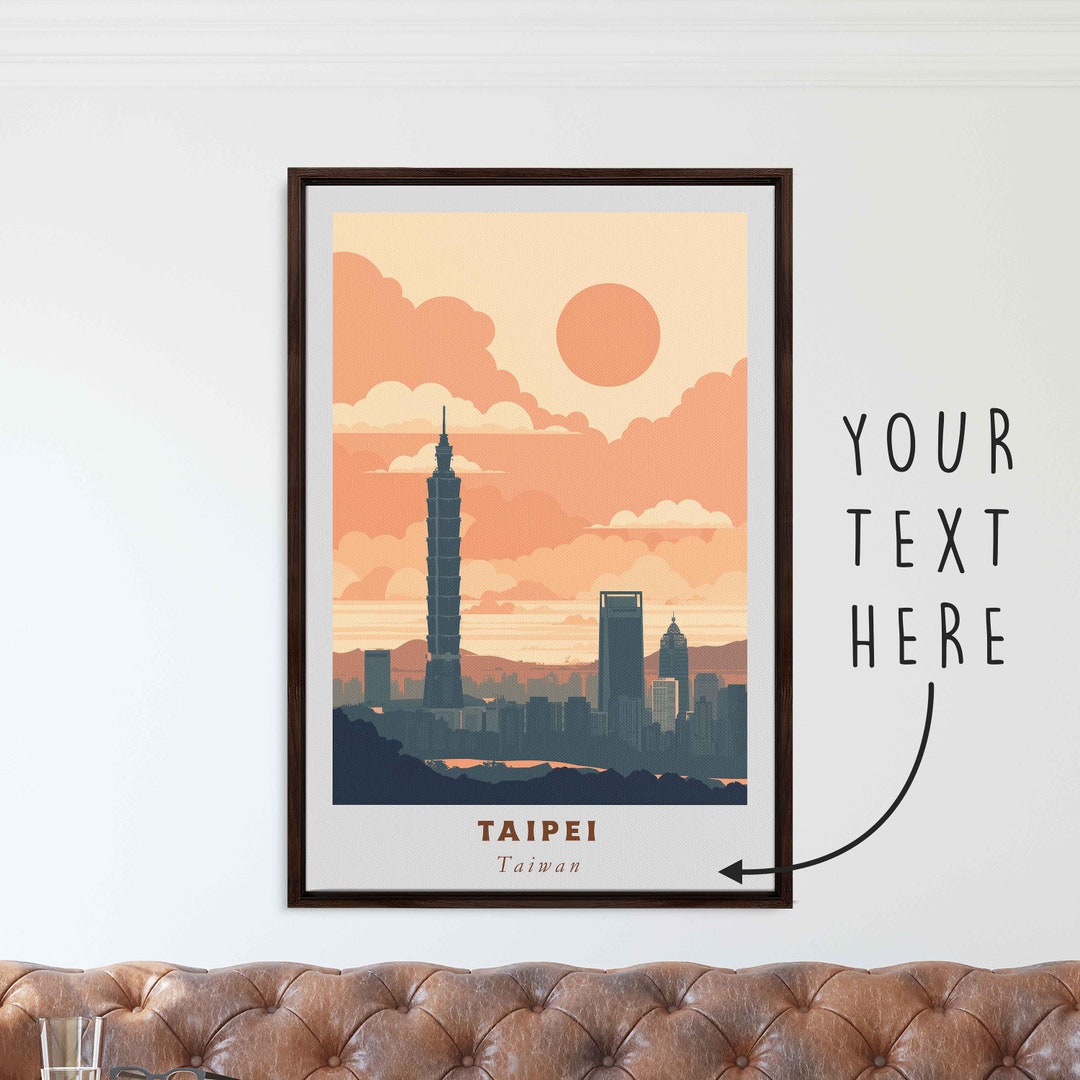 Taipei Taiwan Acrylic Painting Travel Art, Framed Canvas Wall Art ...