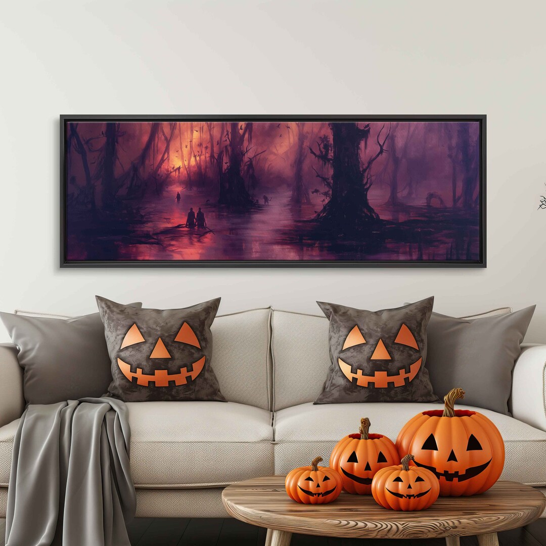 Eerie Swamp With Mangled Trees and Ghostly Figures Night Wall Art ...