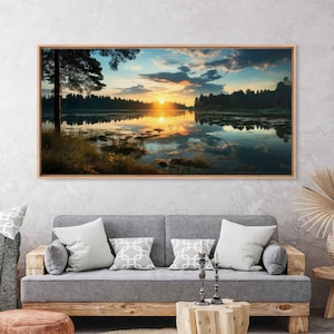 Beautiful Forest Lake Landscape at Sunset, Photography Art Canvas Print ...