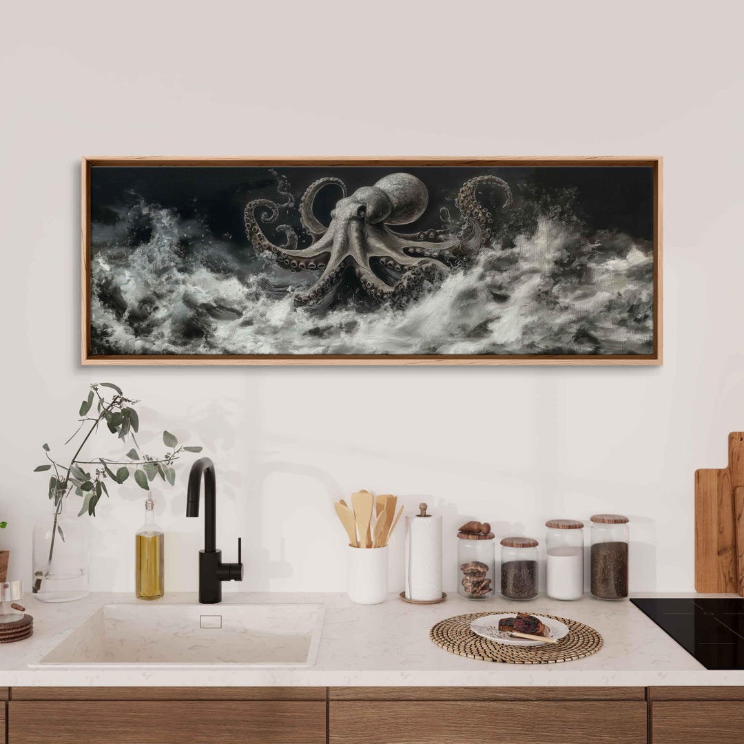 Giant Octopus Reaching From the Sea, Wall Art Canvas Print, Dramatic ...