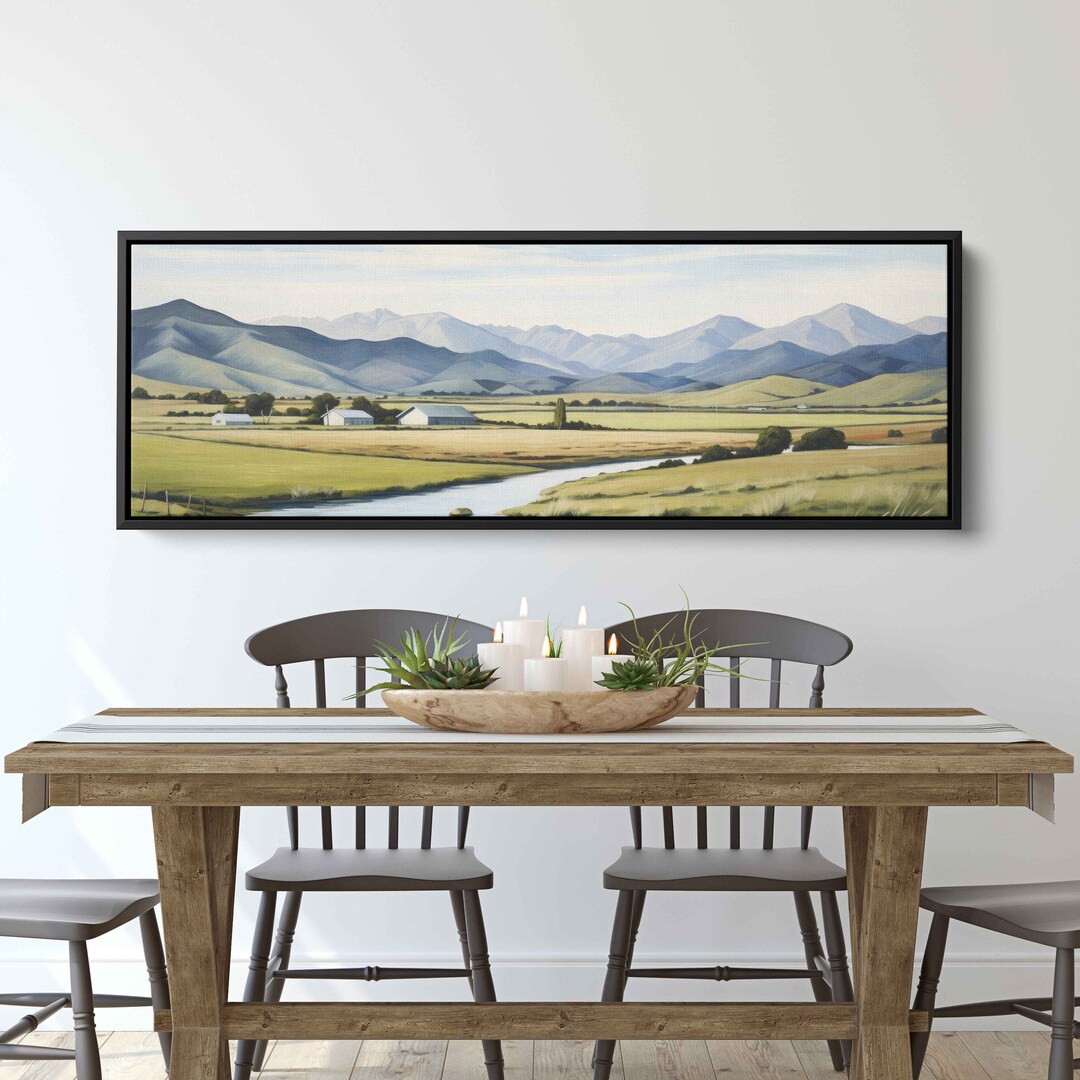 Open Field Landscape, Minimalist Art, Panoramic Painting, Acrylic Art ...