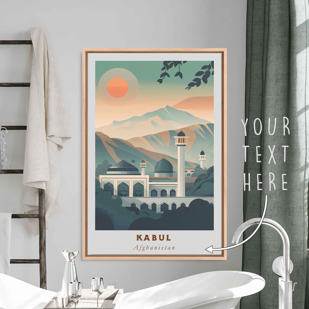 Kabul Afghanistan Acrylic Painting Travel Art, Framed Canvas Wall Art ...