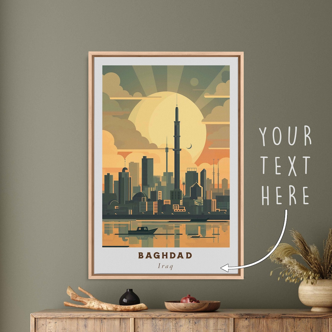 Baghdad Iraq Acrylic Painting Travel Art, Framed Canvas Wall Art ...