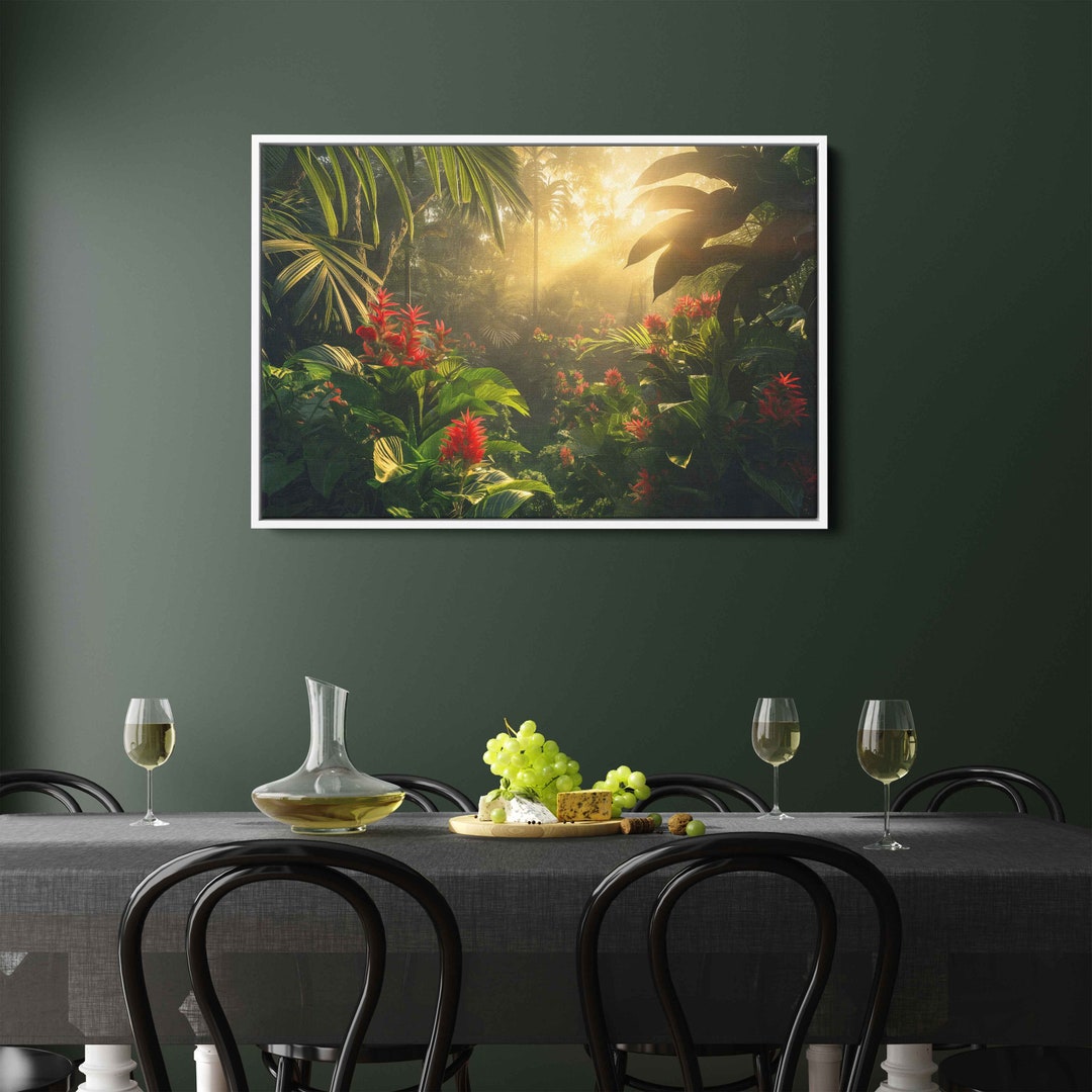 Sunlit Rainforest, Lush Greenery, Canvas Wall Art Print, Ready to Hang ...