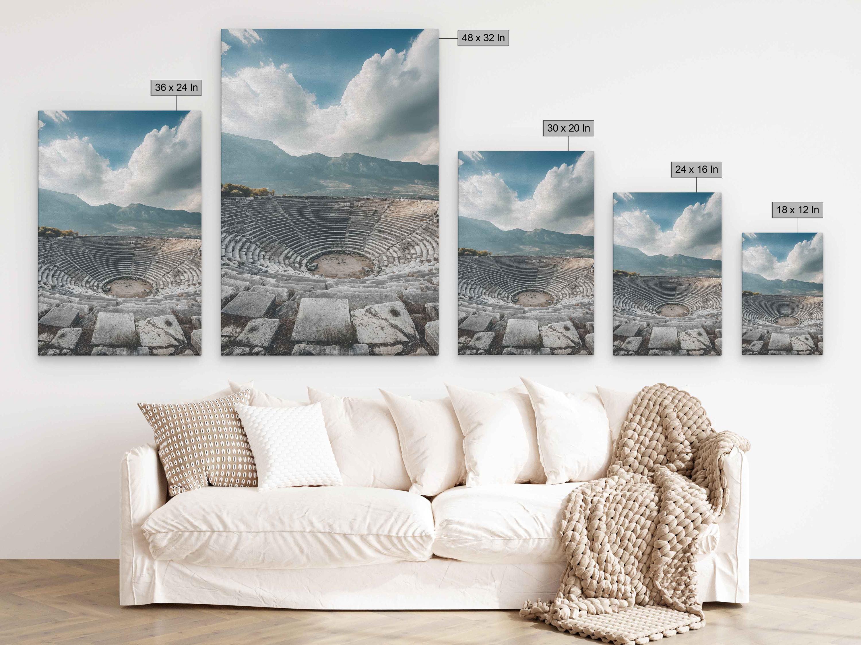 Ancient Greek Amphitheater Ruins Wall Art Canvas Print, Dramatic Sky ...