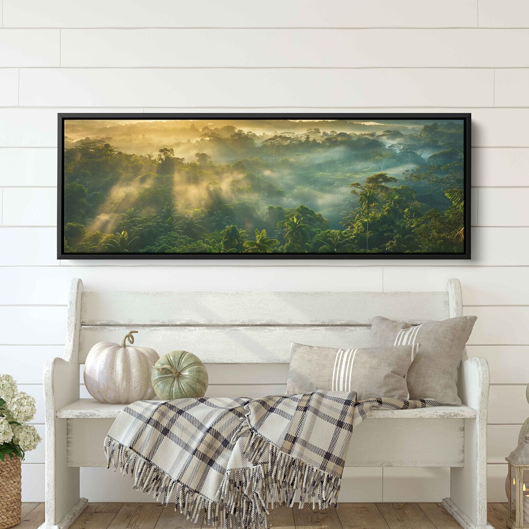 Panoramic Rainforest Canopy at Sunrise Wall Art Canvas Print, Tropical ...
