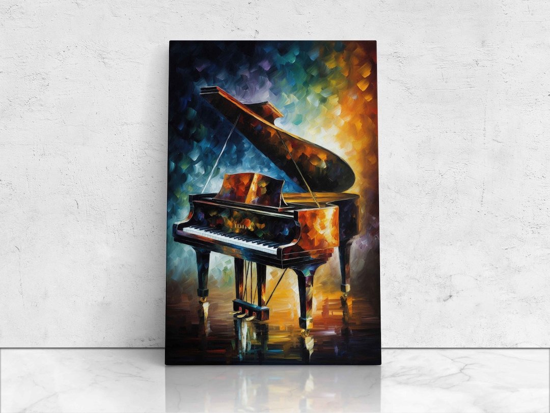 Stunning Colorful Grand Piano Oil Painting, Palette Knife Art, Digital ...