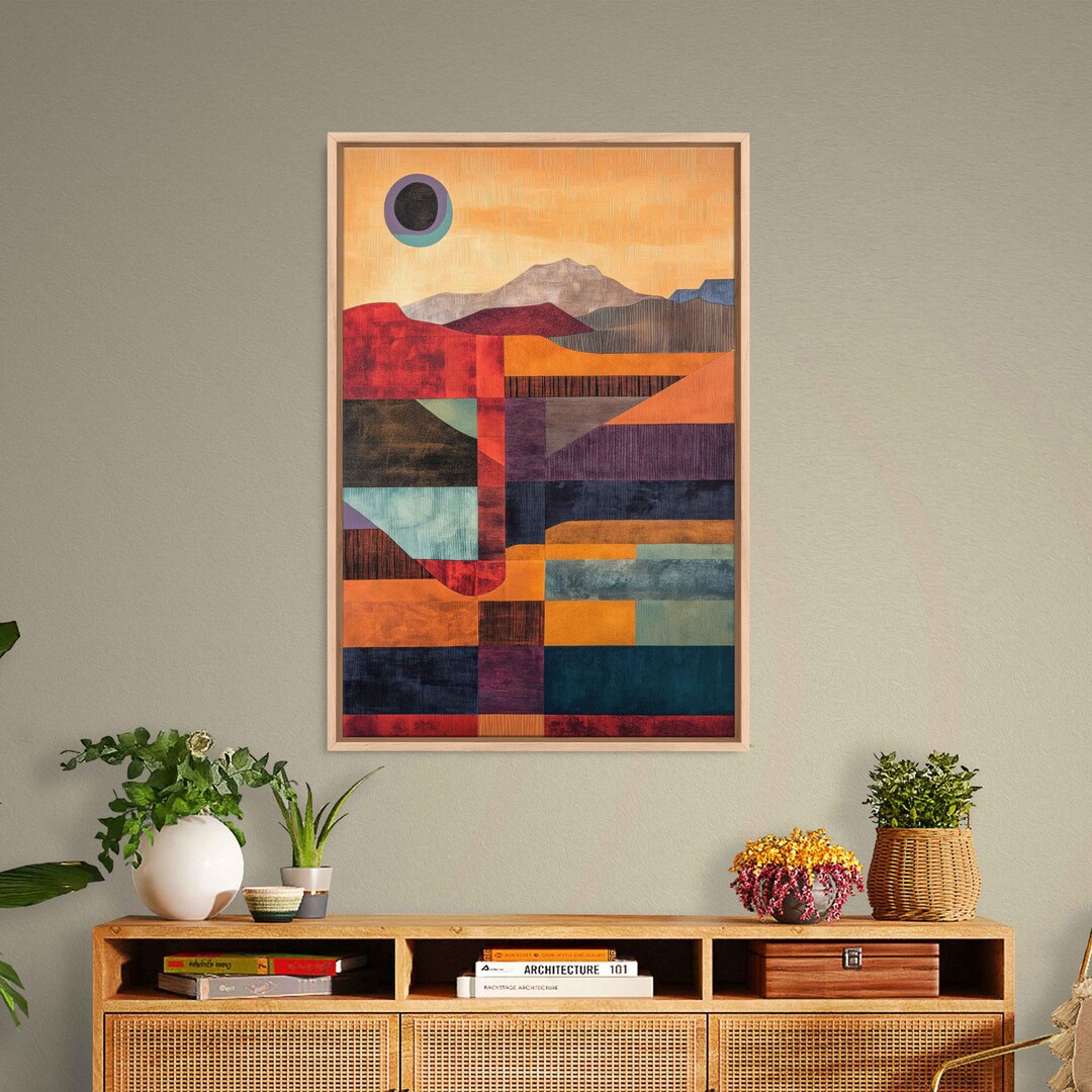Abstract Southwestern Landscape, Wall Art Canvas Print, Geometric ...