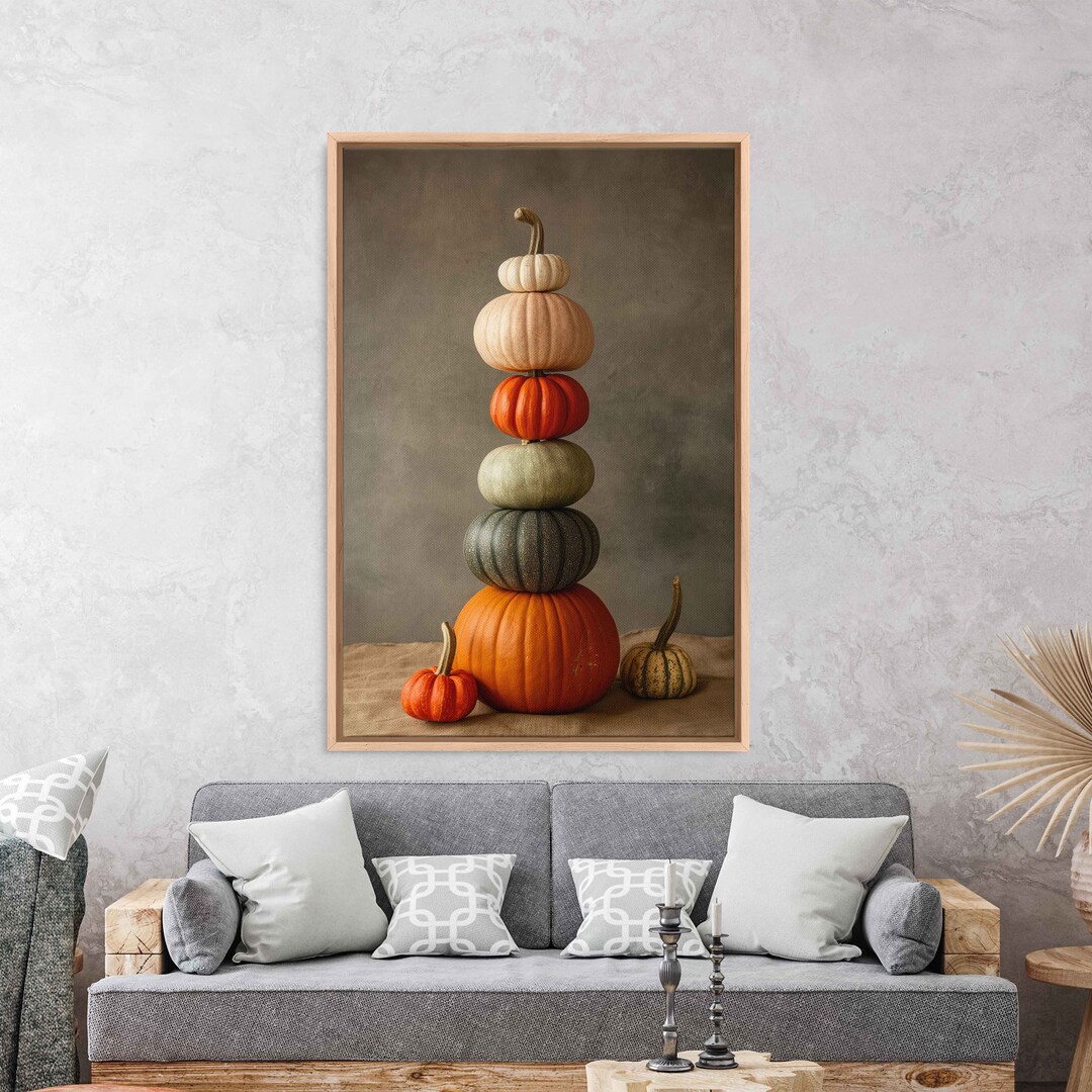 Stack of Different Sized Pumpkins Photo Wall Art Canvas Print, Fall ...