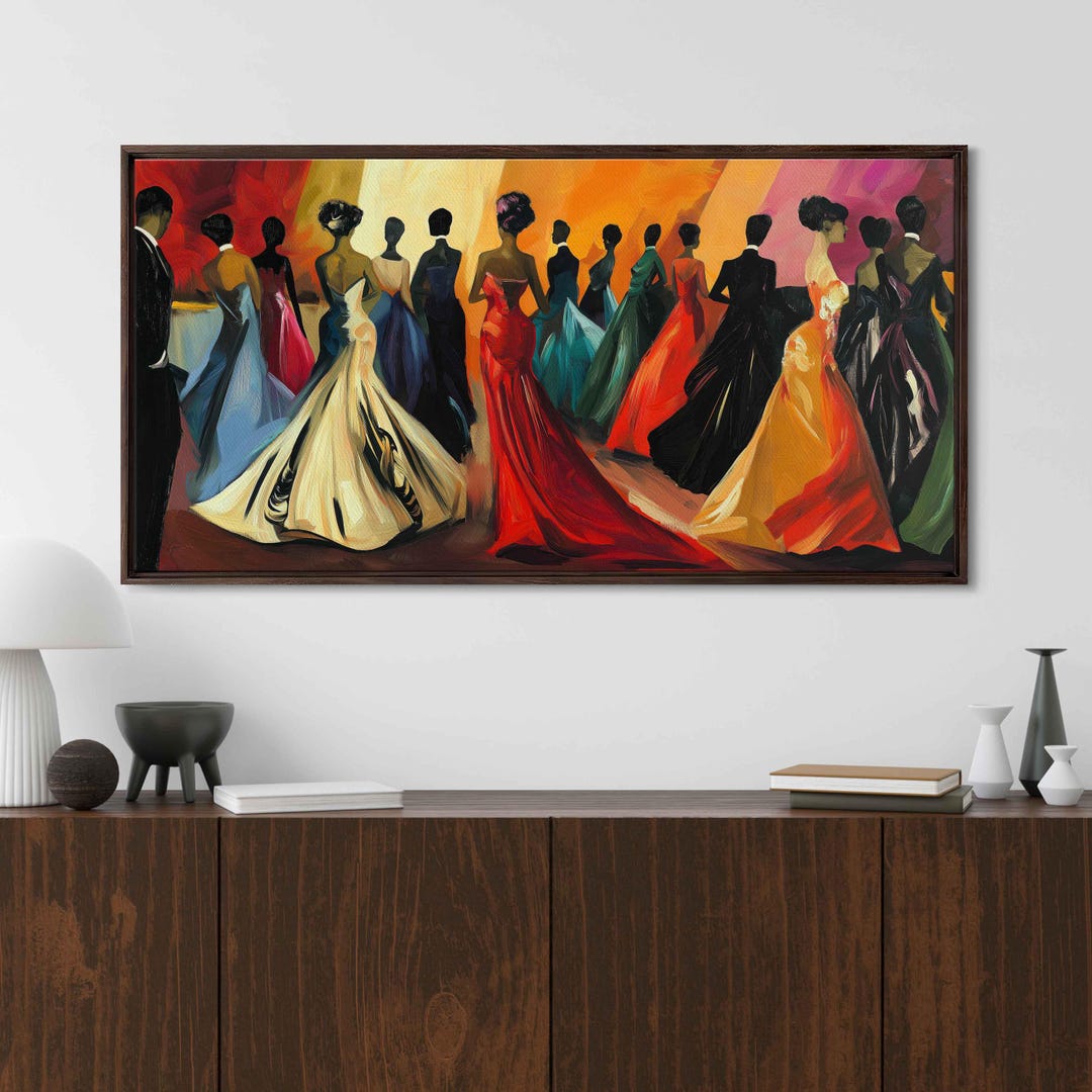 Art Deco Fashion Show, Wall Art Canvas Print, Vibrant Gowns, Glamorous ...