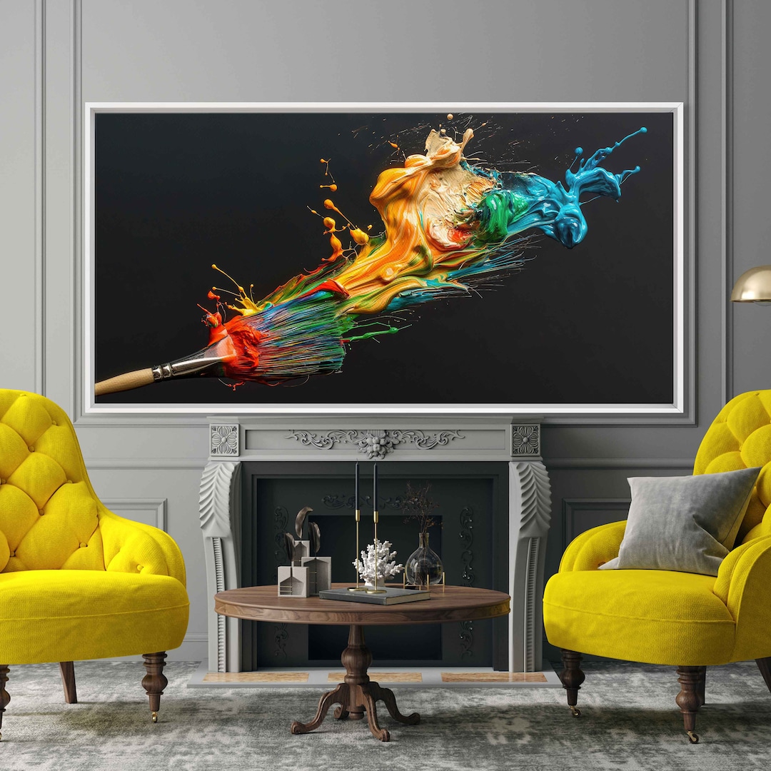 Abstract Paintbrush Splash Art, Canvas Wall Art Print, Ready to Hang - Etsy