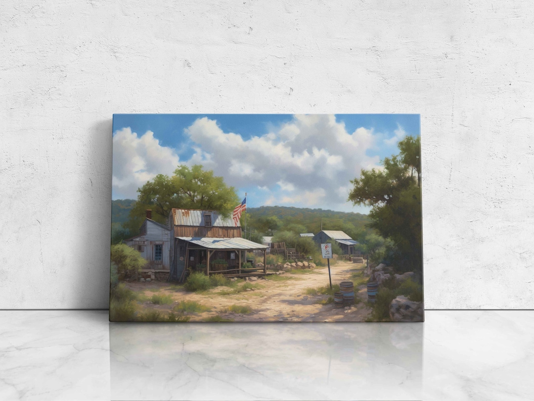 Bandera Texas Modern Oil Painting, Digital Print on Canvas, Ready to ...
