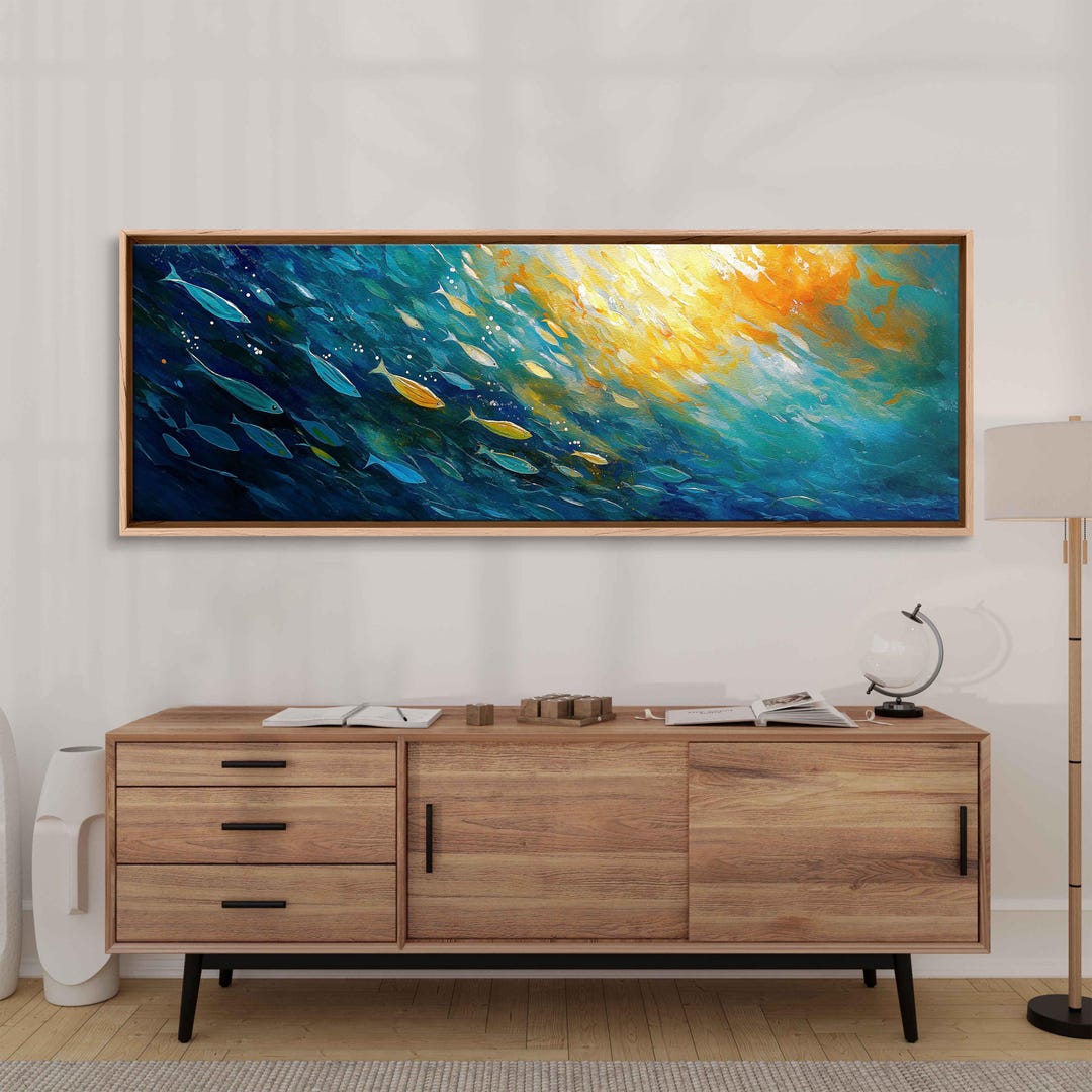 School of Tiny Saltwater Fish, Wall Art Canvas Print, Watercolor ...