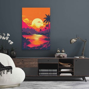 Tropical Summer Pop Art Landscape, Digital Illustration on Canvas ...