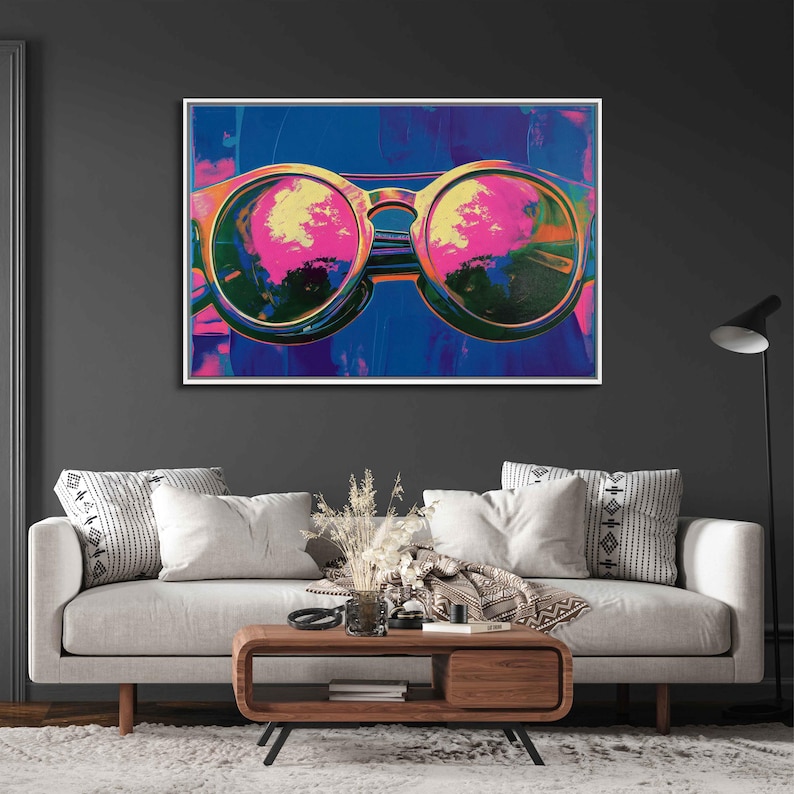 Pop Art Retro Sunglasses Acrylic Wall Art Canvas Print, Trendy Painting ...