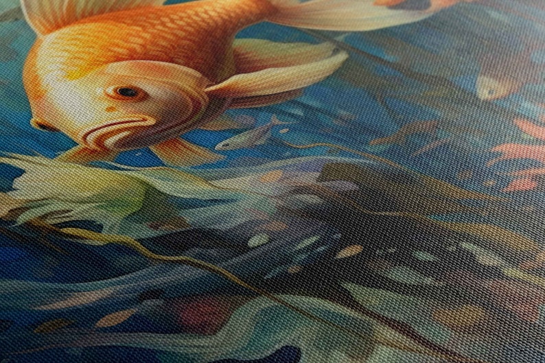 Sad Fish Underwater Sea Oil Painting Framed Canvas Print - Etsy