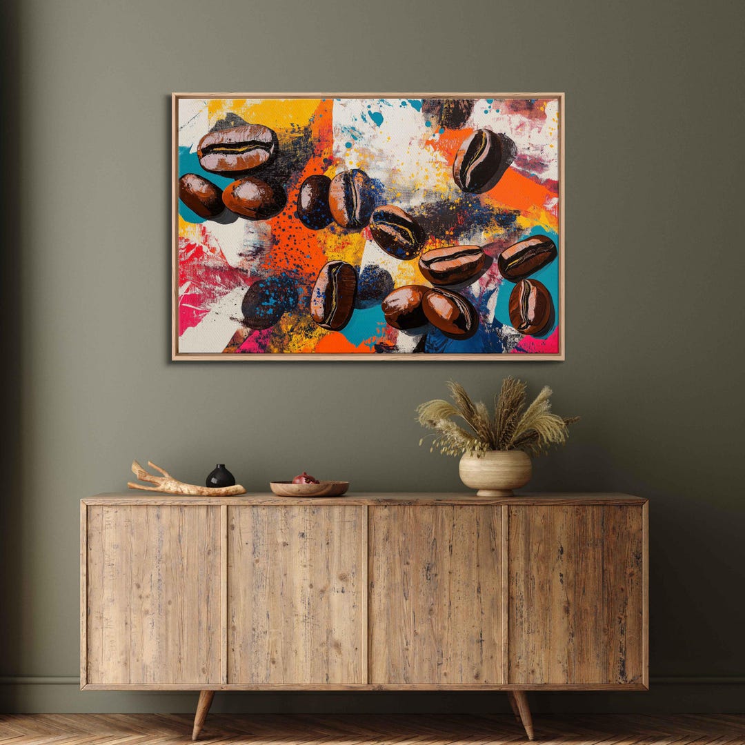 Coffee Beans on Abstract Wall Art Canvas Print, Coffee Lover, Gift for ...