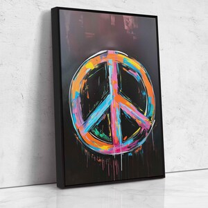 Pop Art Peace Sign Acrylic Wall Art Canvas Print, Trendy Painting ...