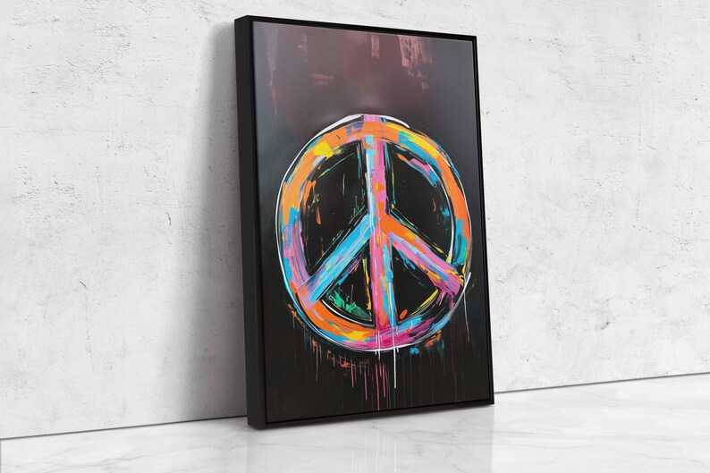 Pop Art Peace Sign Acrylic Wall Art Canvas Print, Trendy Painting ...