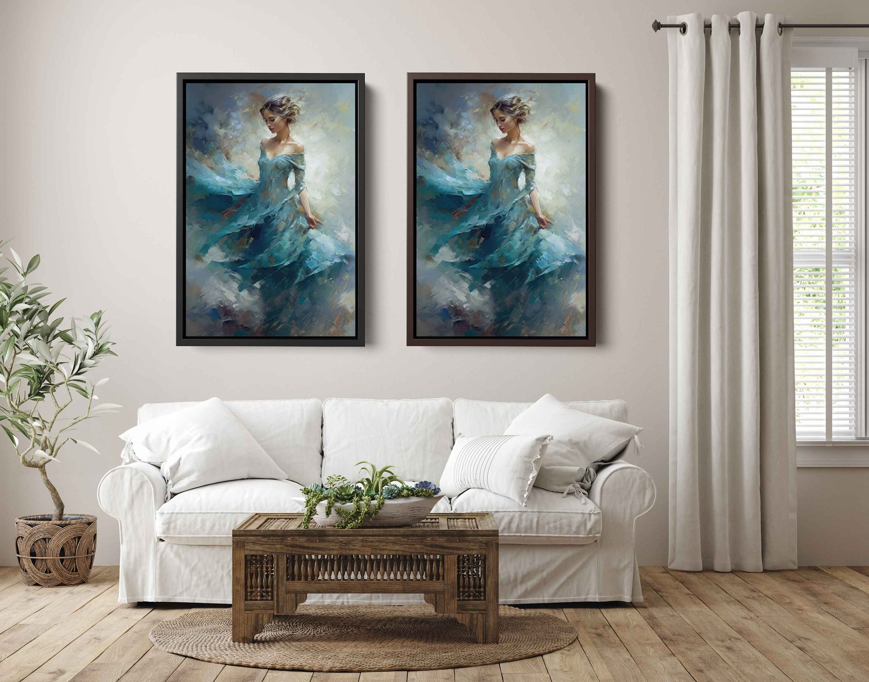 Abstract Print of A Beautiful Woman Dancing, Mesmerizing Dress Flowing ...