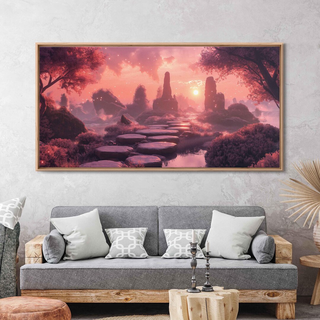 Floating Stepping Stones, Wall Art Canvas Print, Mystical Shrine, Coral ...