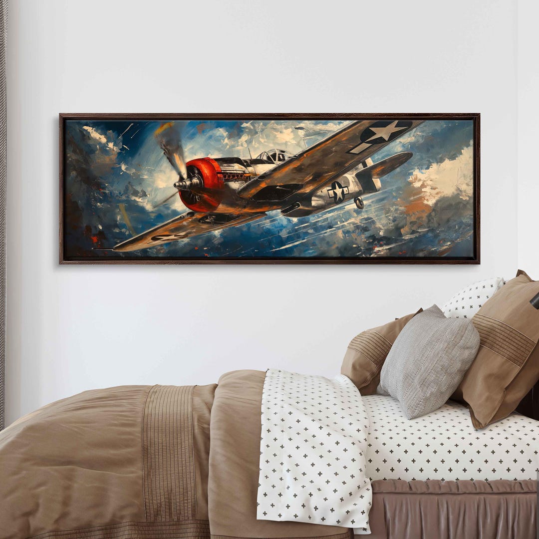 World War Ii Fighter Jet Wall Art Canvas Print, Aviation Painting ...